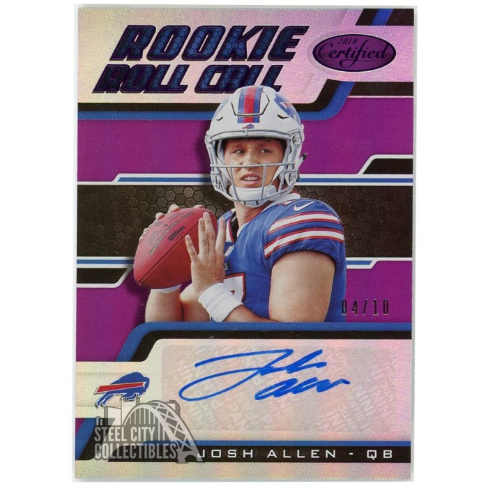 Josh Allen 2018 Panini Certified Purple Rookie Roll Call Autograph Card ...