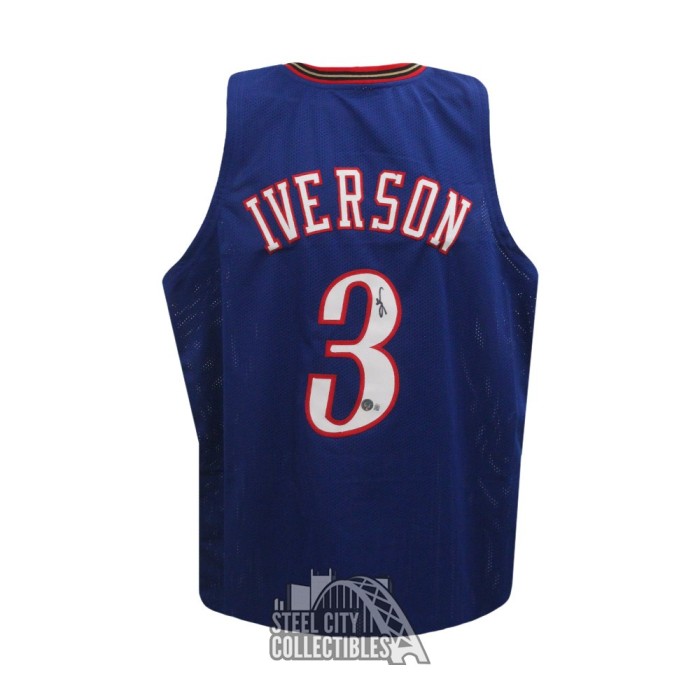 Allen Iverson Autographed Philadelphia Custom Blue Basketball Jersey ...