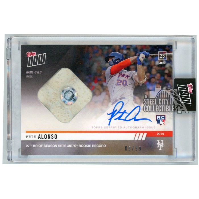 Pete Alonso 2019 Topps Now Rookie Autograph Base Relic Card #422A 89/99 ...