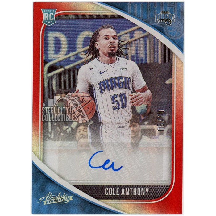 Cole Anthony 2020-21 Panini Absolute Red Rookie Autograph Card #RA-CAN ...