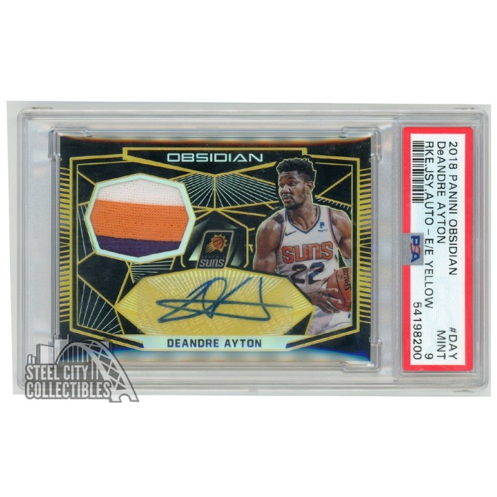 DeAndre Ayton 2018-19 Panini Obsidian Yellow Rookie Jersey Autograph ...