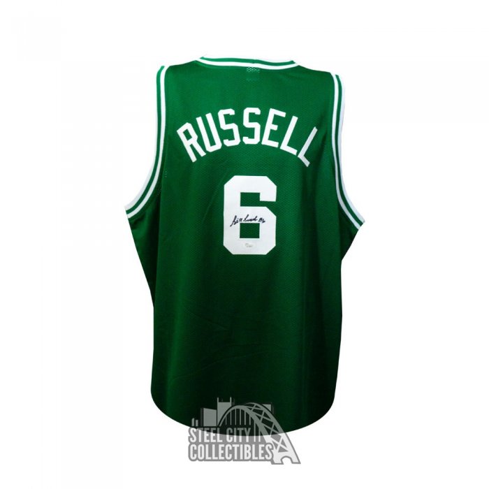 Bill Russell Autographed Boston Custom Green Basketball Jersey - JSA ...