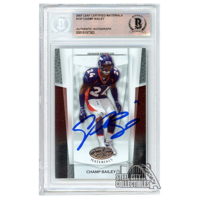 Champ Bailey 2007 Leaf Certified Materials Autograph Card #137 BAS ...