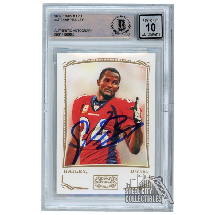 Champ Bailey 2009 Topps Mayo Autograph Card #47 BAS 10 | Steel City Collectibles