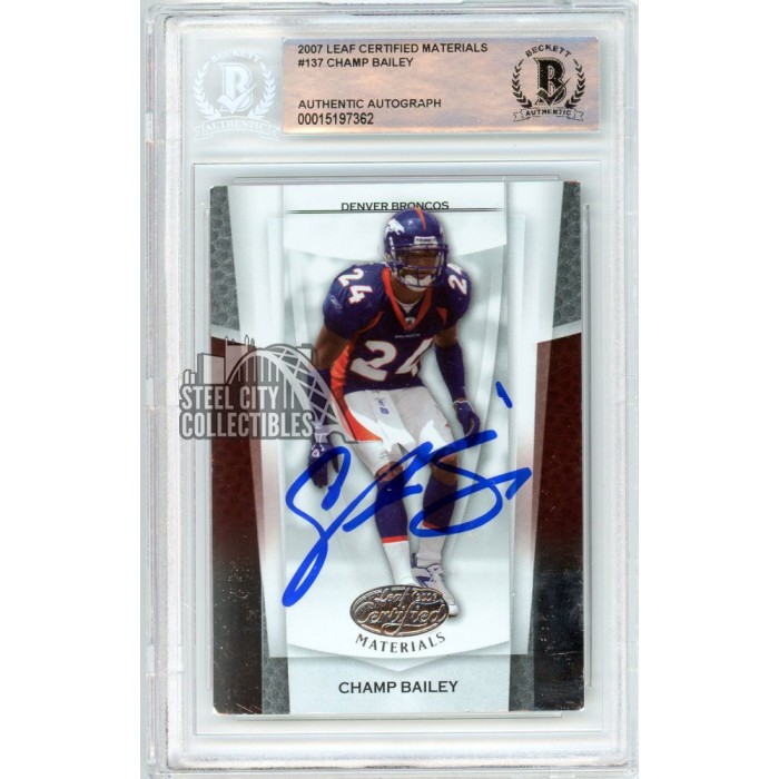 Champ Bailey 2007 Leaf Certified Materials Autograph Card #137 BAS ...
