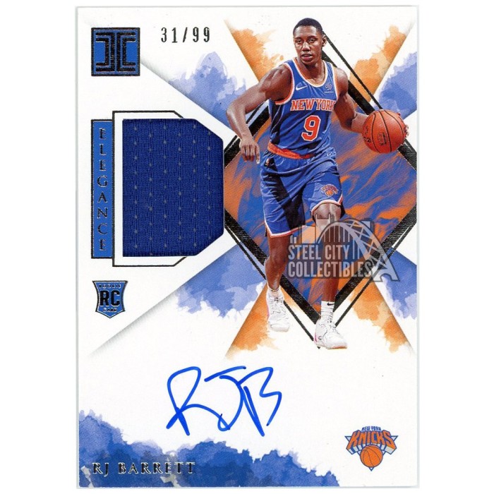 RJ Barrett 2019-20 Panini Impeccable Elegance Rookie Patch Autograph ...