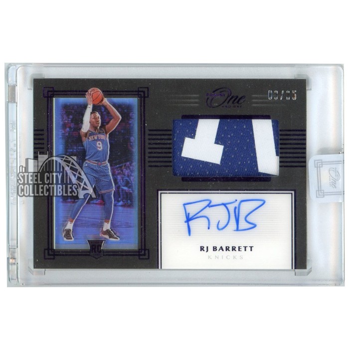 RJ Barrett 2019-20 Panini One and One Premium Rookie Patch Autograph 3/ ...
