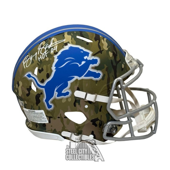 Barry Sanders HOF 04 Autographed Detroit Camo Authentic Full Size ...