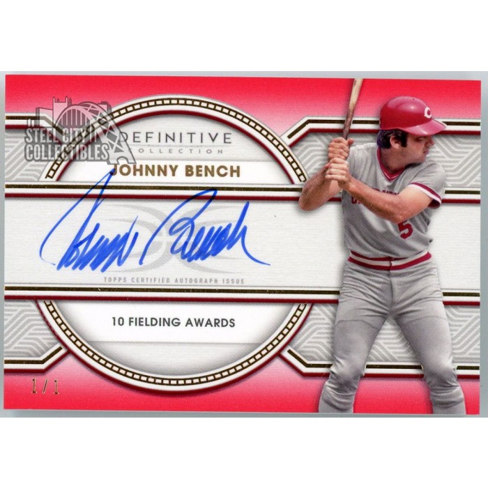 Johnny Bench 2022 Topps Definitive Legendary Red Autograph Card #LAC-JB ...