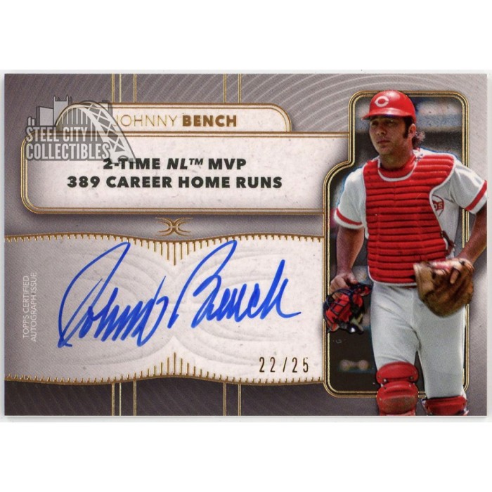Johnny Bench 2021 Topps Definitive Legendary Autograph Card #LAC-JB 22/ ...