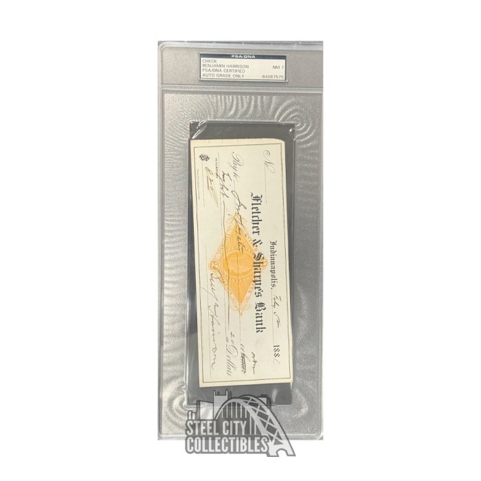 Benjamin Harrison Autographed Check - PSA/DNA 7 NM (Feb 5th) | Steel ...