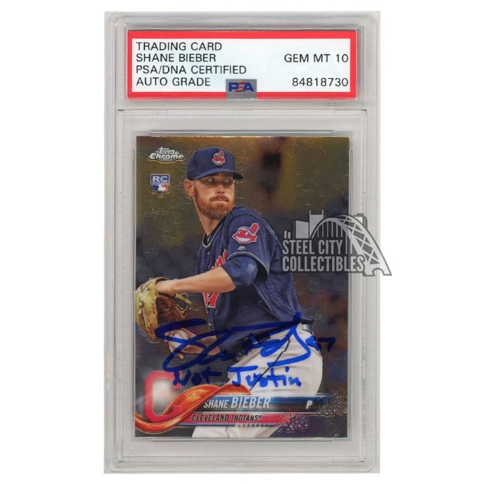 Shane Bieber 2018 Topps Chrome Update Autograph "Not Justin" RC Card # ...
