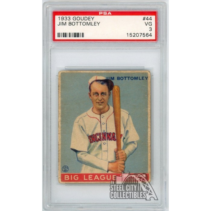 Jim Bottomley 1933 Goudey Card #44 PSA 3 VG | Steel City Collectibles