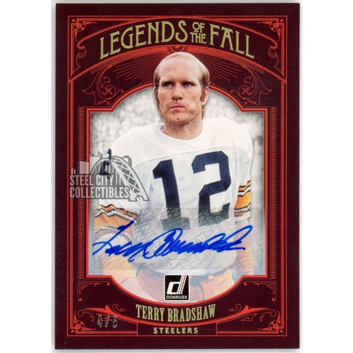 Terry Bradshaw 2020 Panini Donruss Legends of the Fall Autograph Card # ...