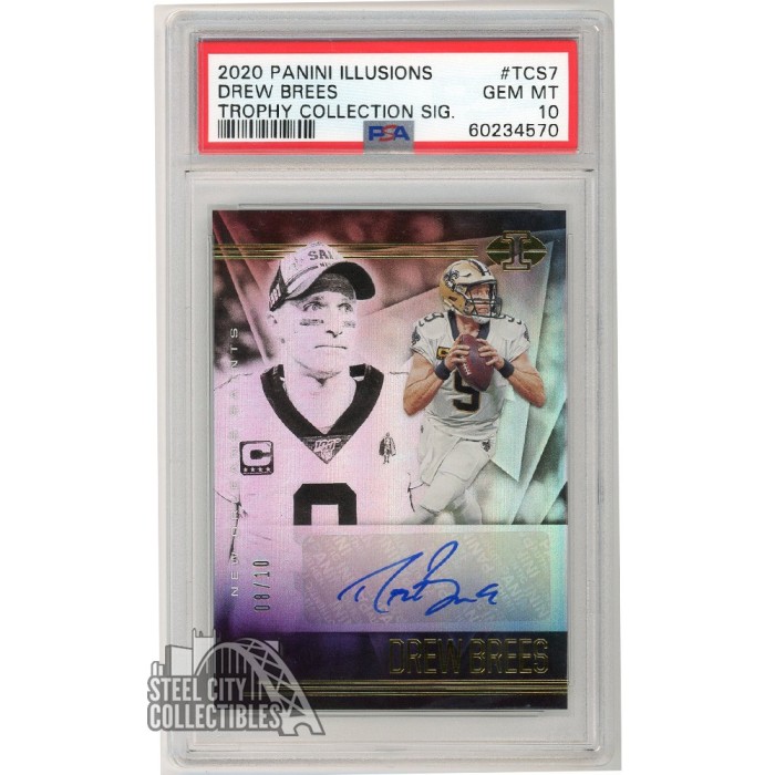 Drew Brees 2020 Panini Illusions Trophy Collection Auto 08/10 PSA 10 ...