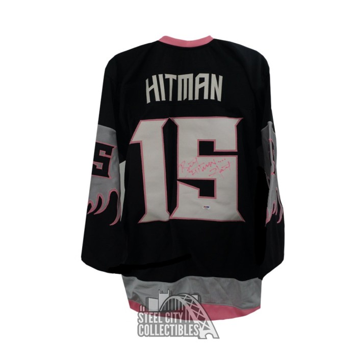 Bret The Hitman Hart Autographed Custom Calgary Hockey Jersey - PSA/DNA ...