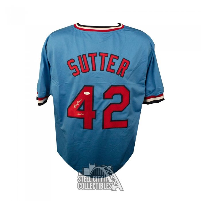 Bruce Sutter HOF 06 Autographed St. Louis Custom Blue Baseball Jersey ...