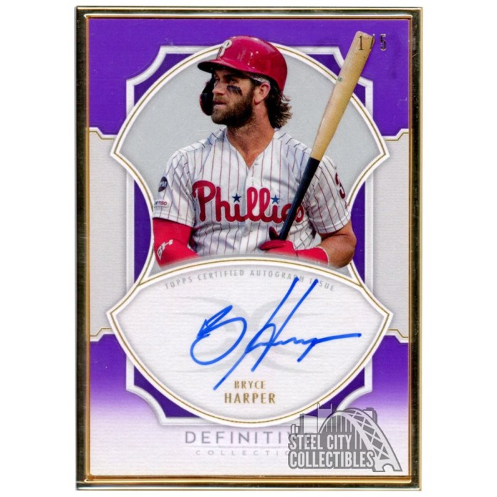 Bryce Harper 2020 Topps Definitive Framed Purple Autograph Card #DCFA ...