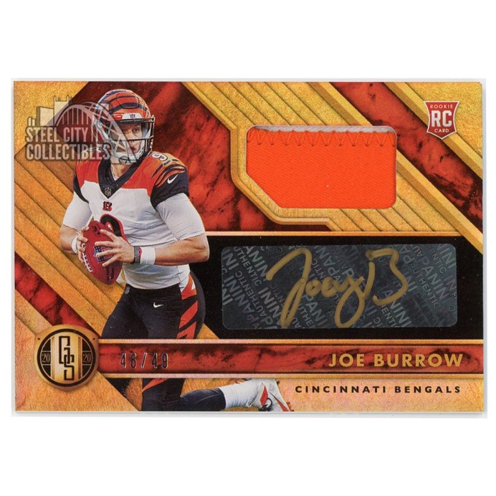 Joe Burrow 2020 Panini Gold Standard Rookie Patch Autograph Card #201 ...