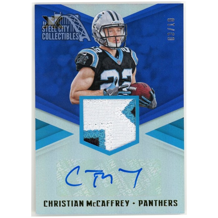 Christian Mcaffrey 2017 Panini XR Rookie Jersey Patch Autograph Blue ...