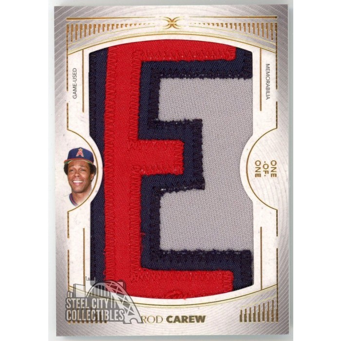 Rod Carew 2021 Topps Definitive Game-Used Nameplate Letter Patch Card ...