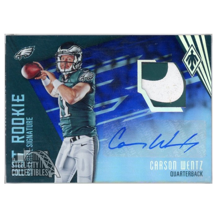 Carson Wentz 2016 Panini Phoenix Hot Rookie Autograph Logo Relic Card # ...