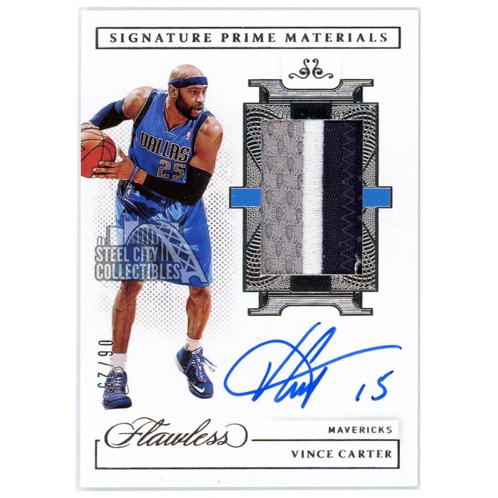 Vince Carter 2020-21 Panini Flawless Prime Materials Patch Autograph ...
