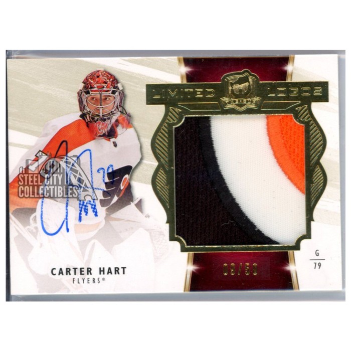 Carter Hart 2019-20 Upper Deck The Cup Limited Logos Autograph Patch # ...