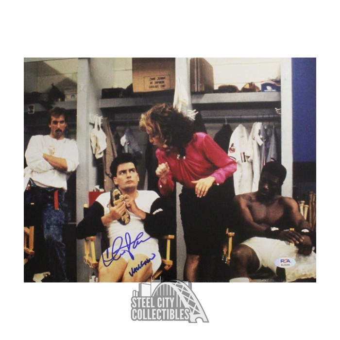 Charlie Sheen Autographed Major League Vaughn Locker Room 11x14 Photo ...