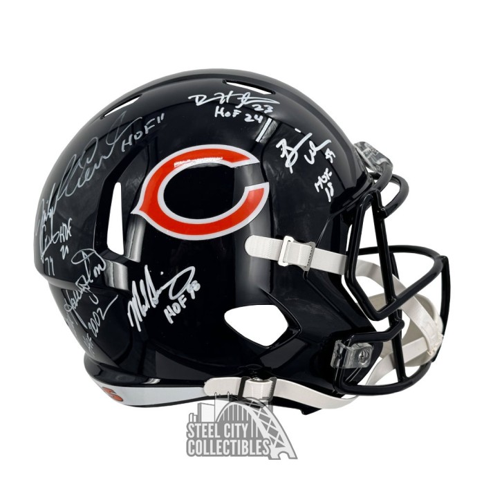 Chicago Bears Hall Of Famers Autographed Speed Replica Full Size Helmet ...