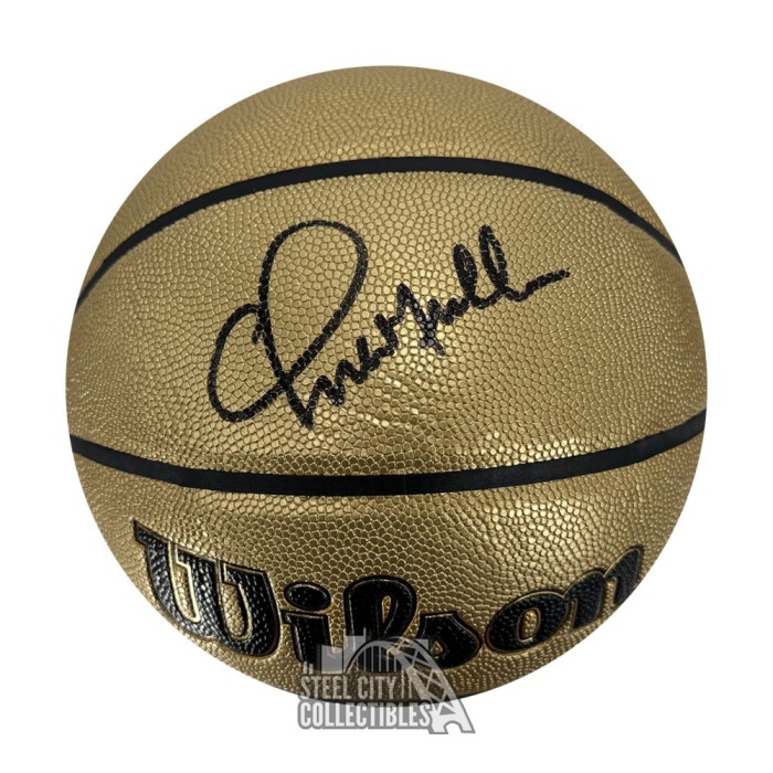 Chris Mullin Autographed Wilson Gold Edition Basketball - BAS | Steel ...