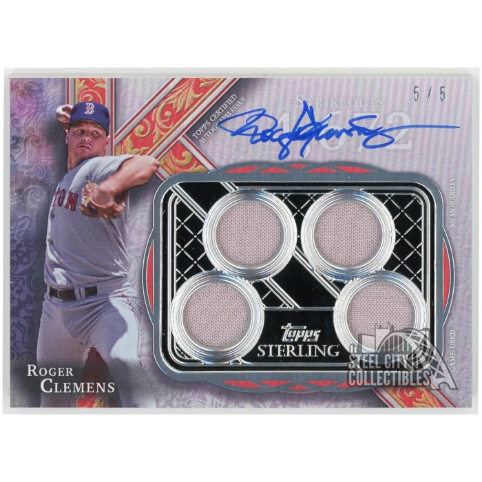 Roger Clemens 2022 Topps Sterling Strikes Red Quad Patch Auto Card # ...