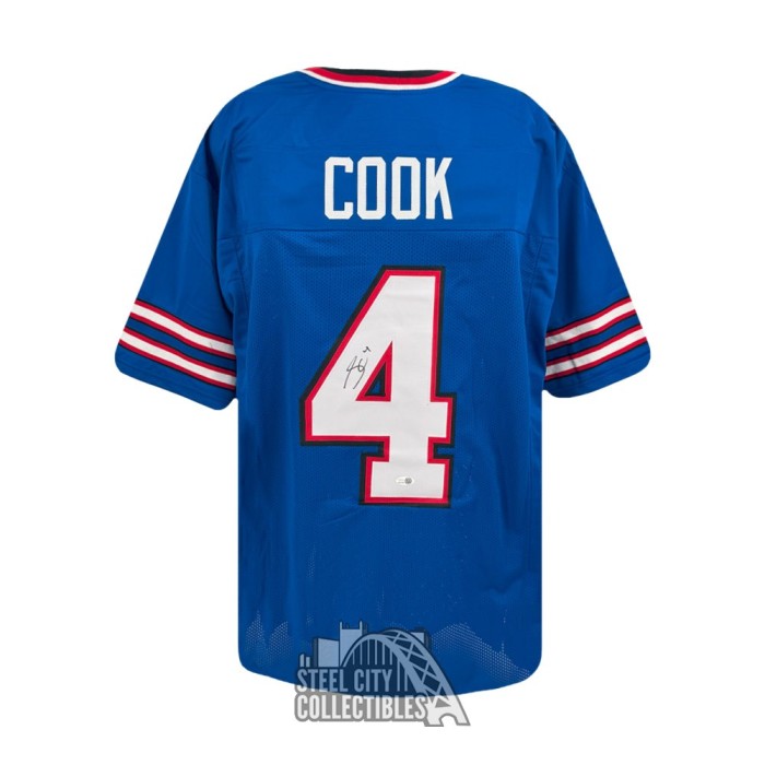 James Cook Autographed Buffalo Custom Blue Football Jersey - JSA ...