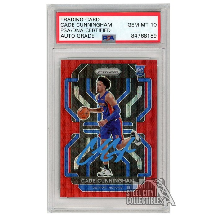 Cade Cunningham 2021-22 Panini Prizm Ruby Wave Autograph RC Card #282 ...