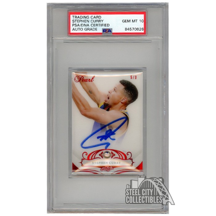 Stephen Curry 2018-19 Leaf Pearl Ruby Autograph Card #51 5/8 PSA/DNA 10 ...