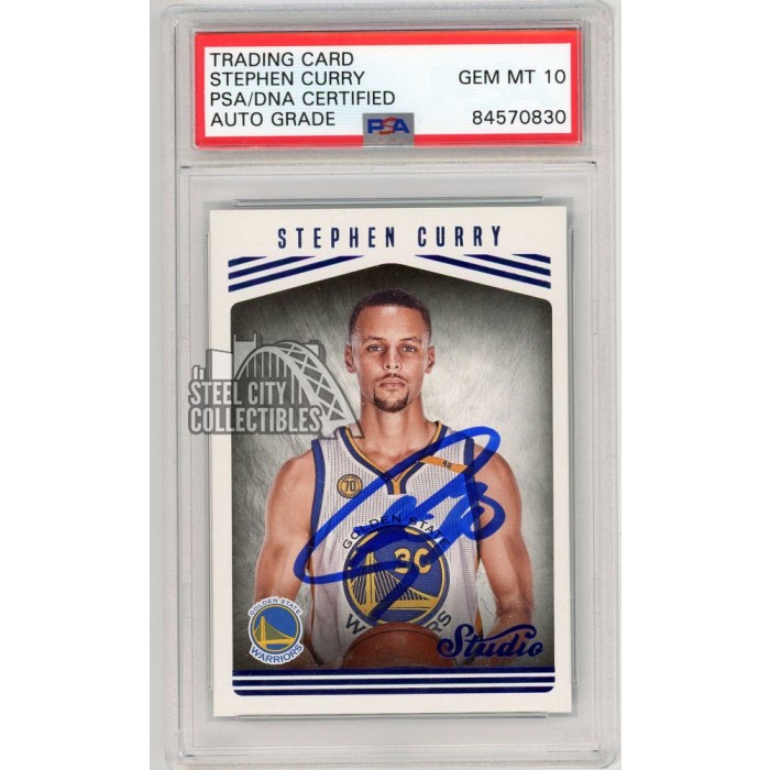 Stephen Curry 2016-17 Panini Studio Blue Autograph Card #101 PSA/DNA 10 ...