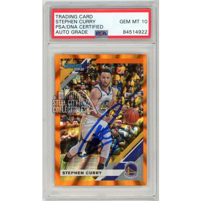 Stephen Curry 2019-20 Panini Donruss Orange Laser Autograph Card #64 ...