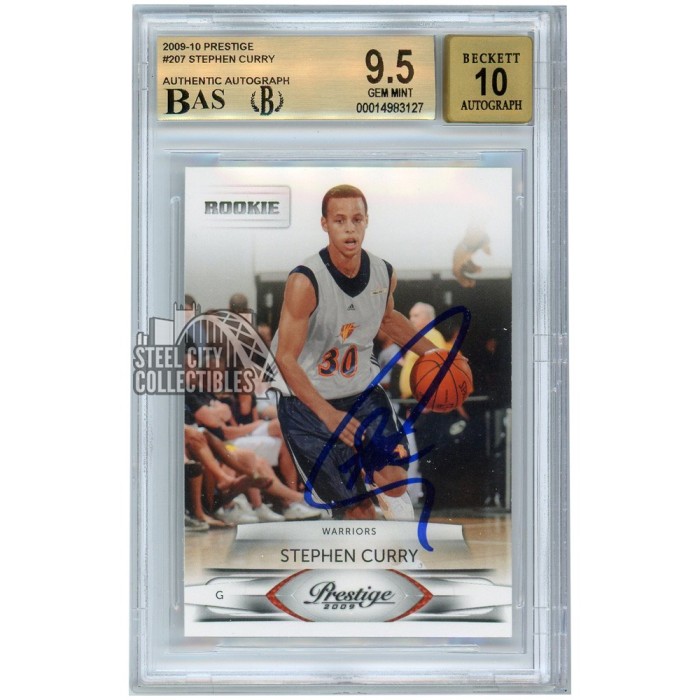 Stephen Curry 2009-10 Panini Prestige Autograph Rookie Card #207 BGS 9. ...