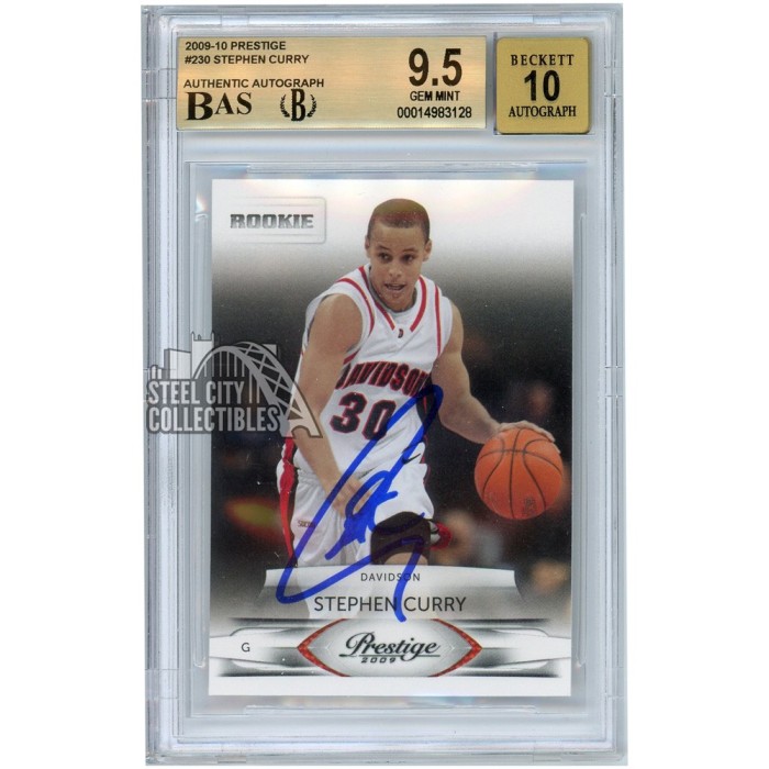 Stephen Curry 2009-10 Panini Prestige Autograph Rookie Card #230 BGS 9. ...