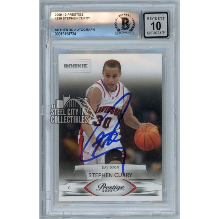 Stephen Curry 2009-10 Panini Prestige Autograph Rookie Card #230 BAS 10 ...