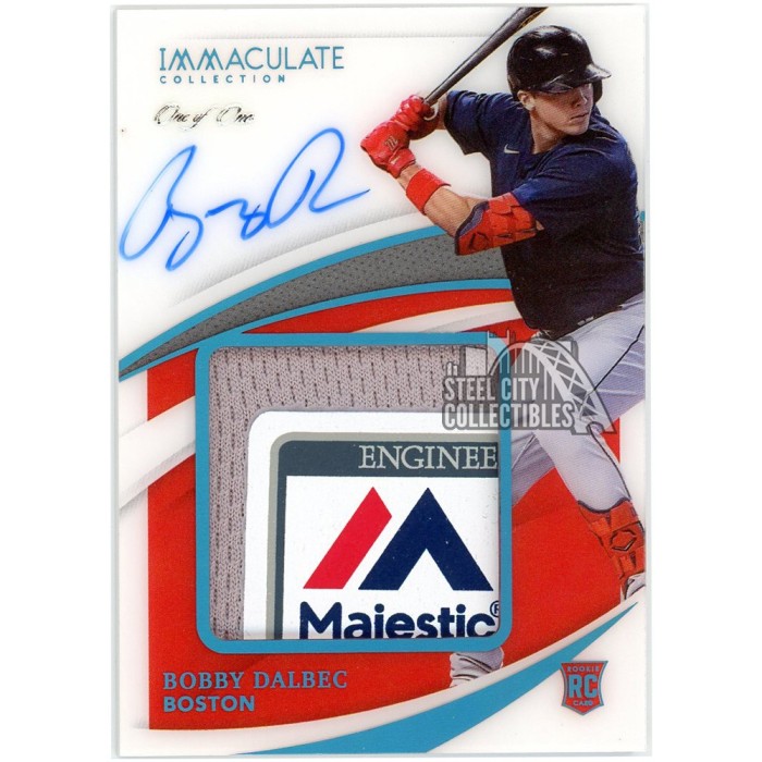 Bobby Dalbec 2021 Panini Immaculate Rookie Majestic Tag Patch Autograph ...