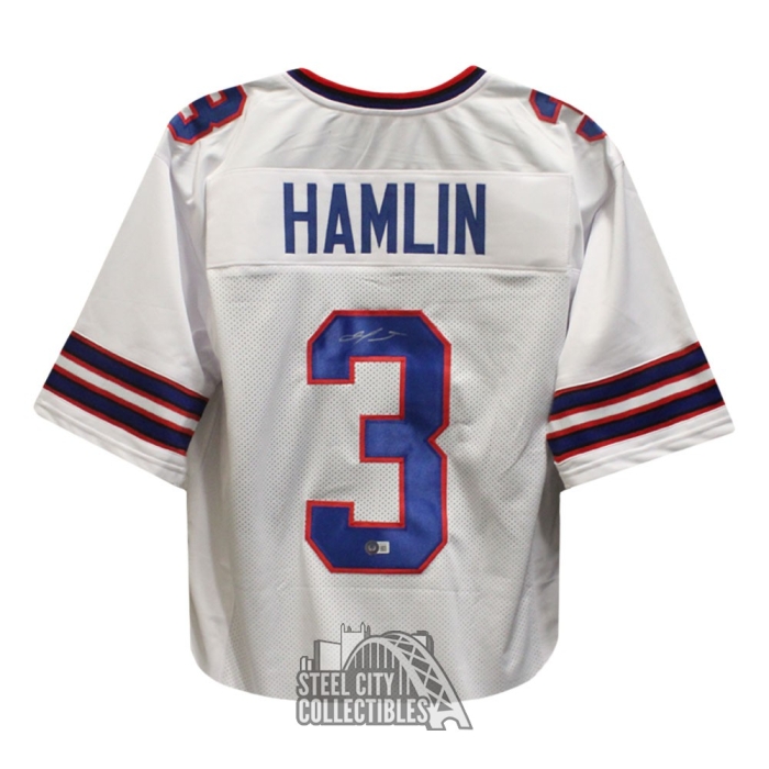 Damar Hamlin Autographed Buffalo Custom White Football Jersey - BAS ...