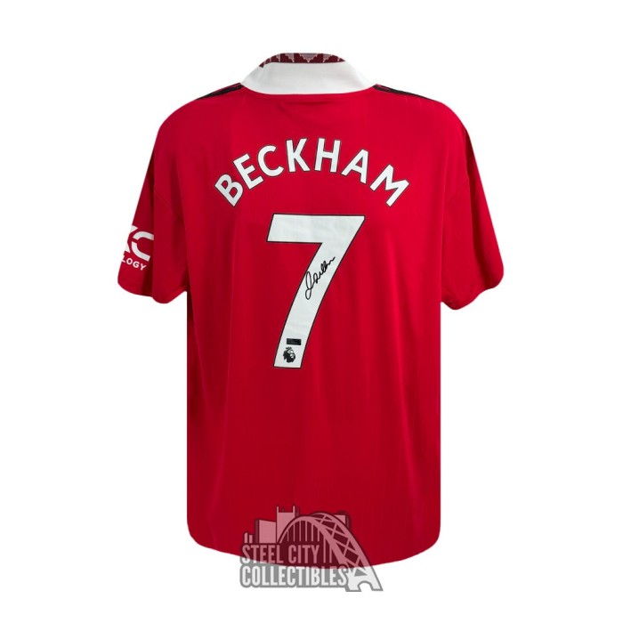 David Beckham Autographed 2022-23 Manchester United Red Adidas Soccer ...