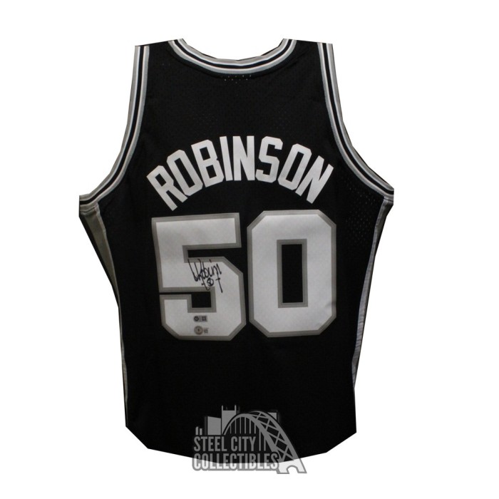 David Robinson Autograph San Antonio Black Mitchell & Ness Basketball ...