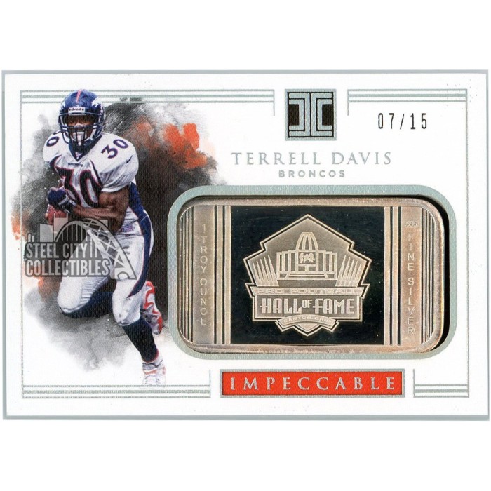 Terrell Davis 2017 Panini Impeccable Hall of Fame Silver Troy Ounce 7/ ...