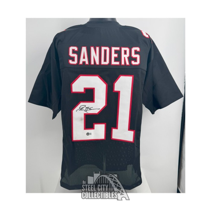 Deion Sanders Autographed Atlanta Custom Black Football Jersey - BAS ...