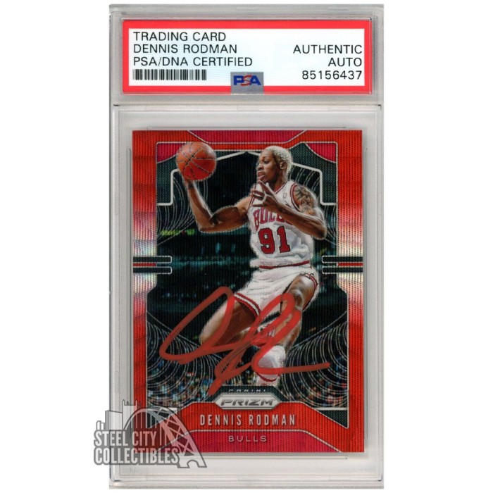 Dennis Rodman 2019-20 Panini Prizm Ruby Wave Autograph Card #3 PSA/DNA ...