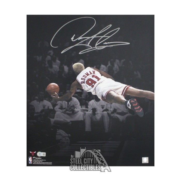 Dennis Rodman Autographed Chicago 16x20 Basketball Photo - BAS (Diving ...