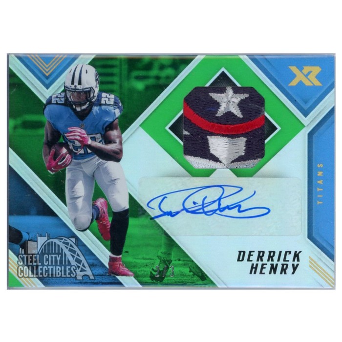 Derrick Henry 2017 Panini Xr Green Autograph Patch Card #AS-DH 2/3 ...
