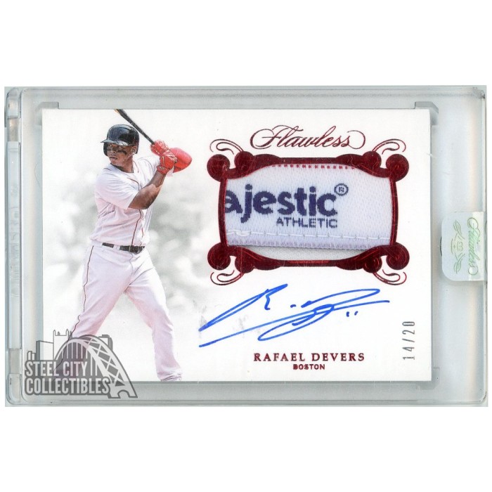 READ Rafael Devers 2018 Panini Flawless Ruby Rookie Tag Patch Autograph ...